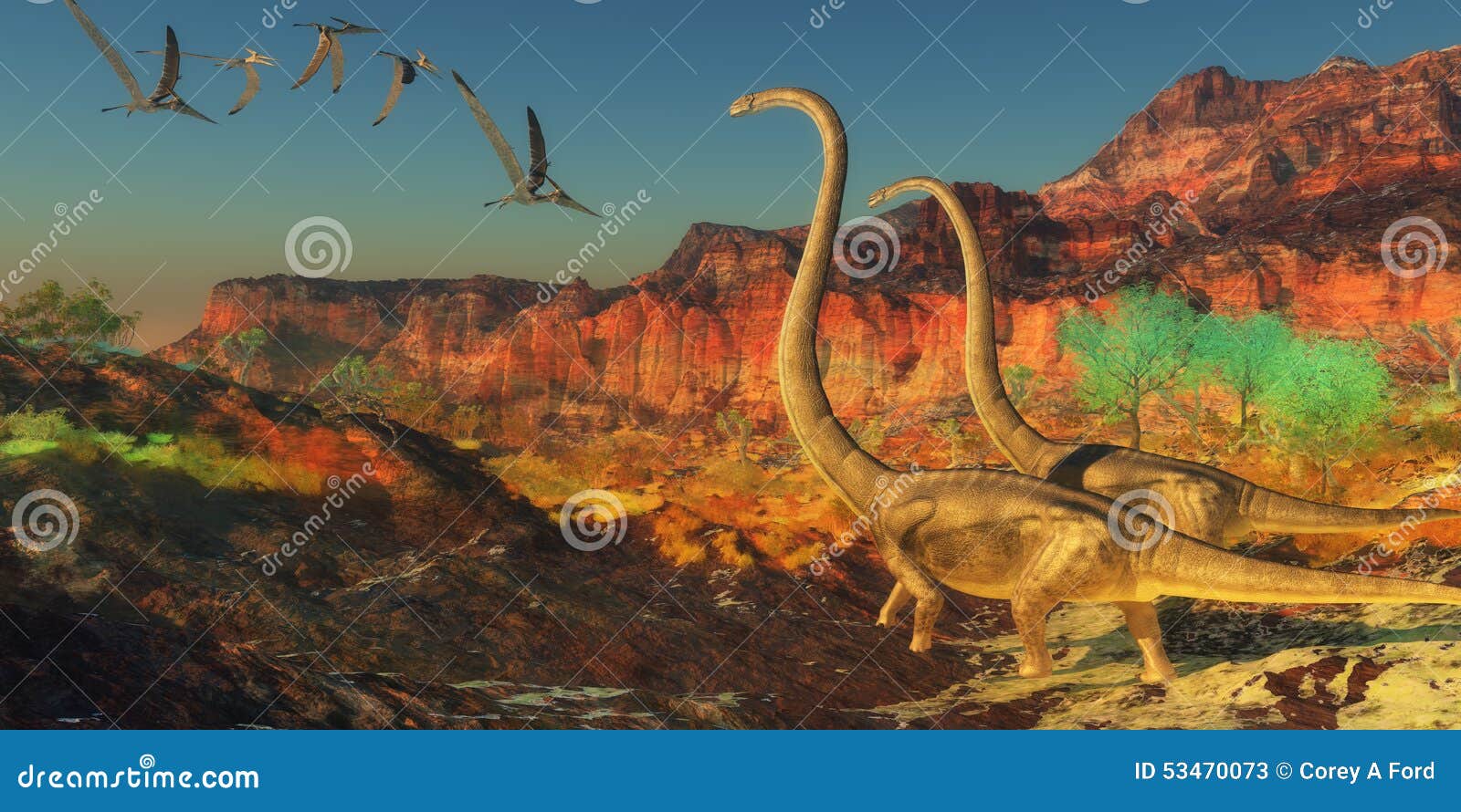 Omeisaurus Dinosaurs stock illustration. Illustration of sauropod ...