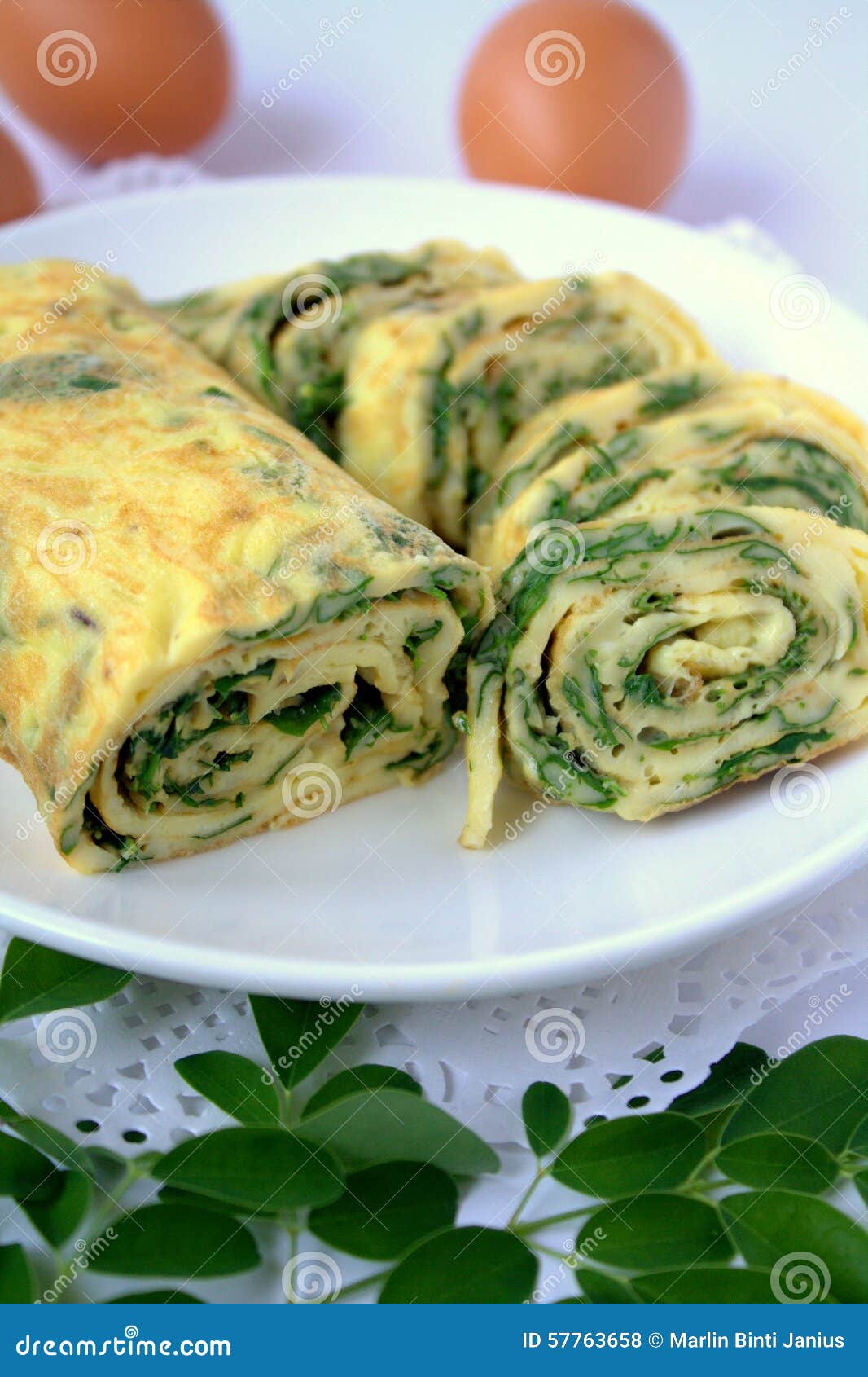 Omelet Egg Rolls stock photo. Image of rolls, herb, omelet - 57763658
