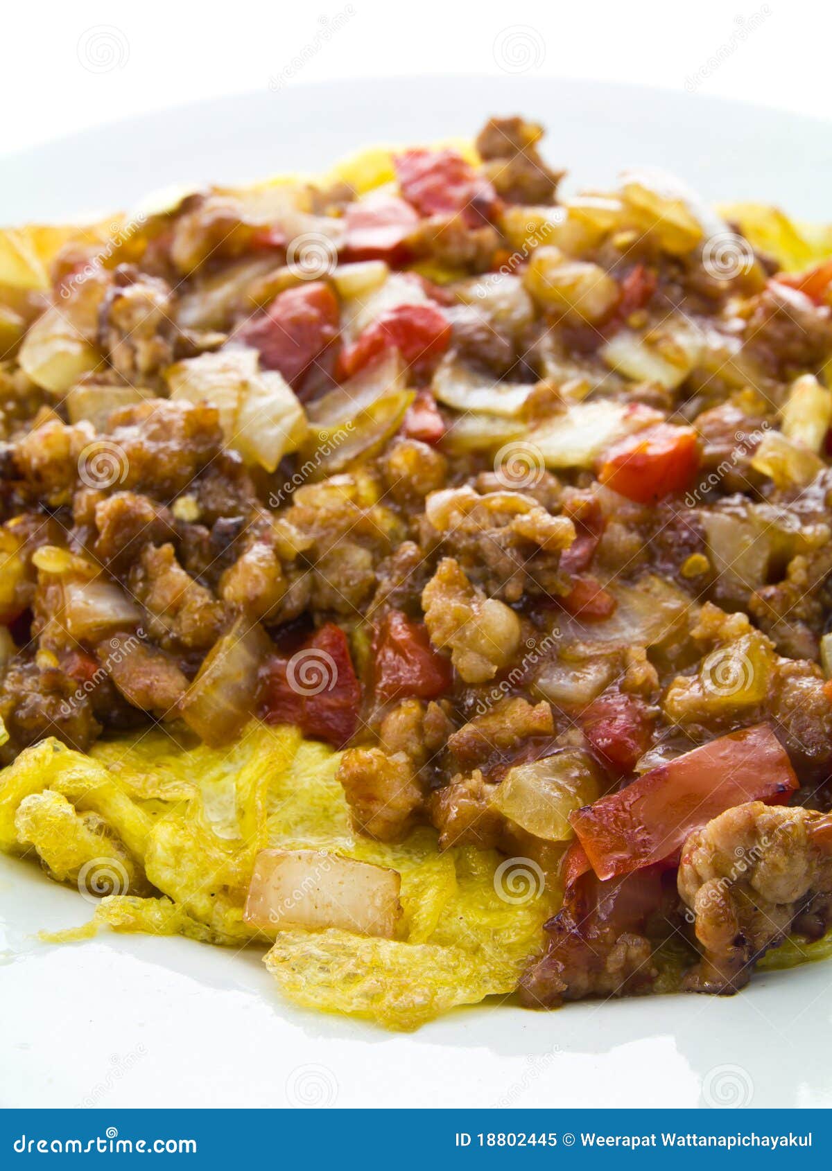 Omelet meat sauce stock image. Image of vegetable, meat - 18802445