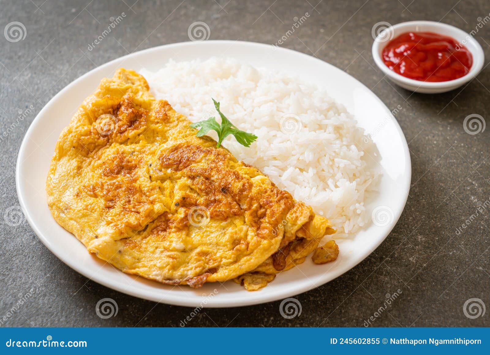 Omelet or Omelette with Rice Stock Image - Image of sauce, vegetable ...