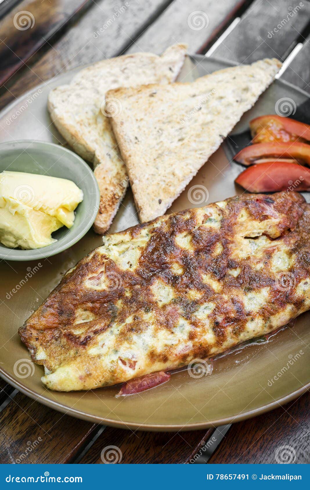 Omelet Omelette with Toast Simple Breakfast Set Stock Image - Image of ...