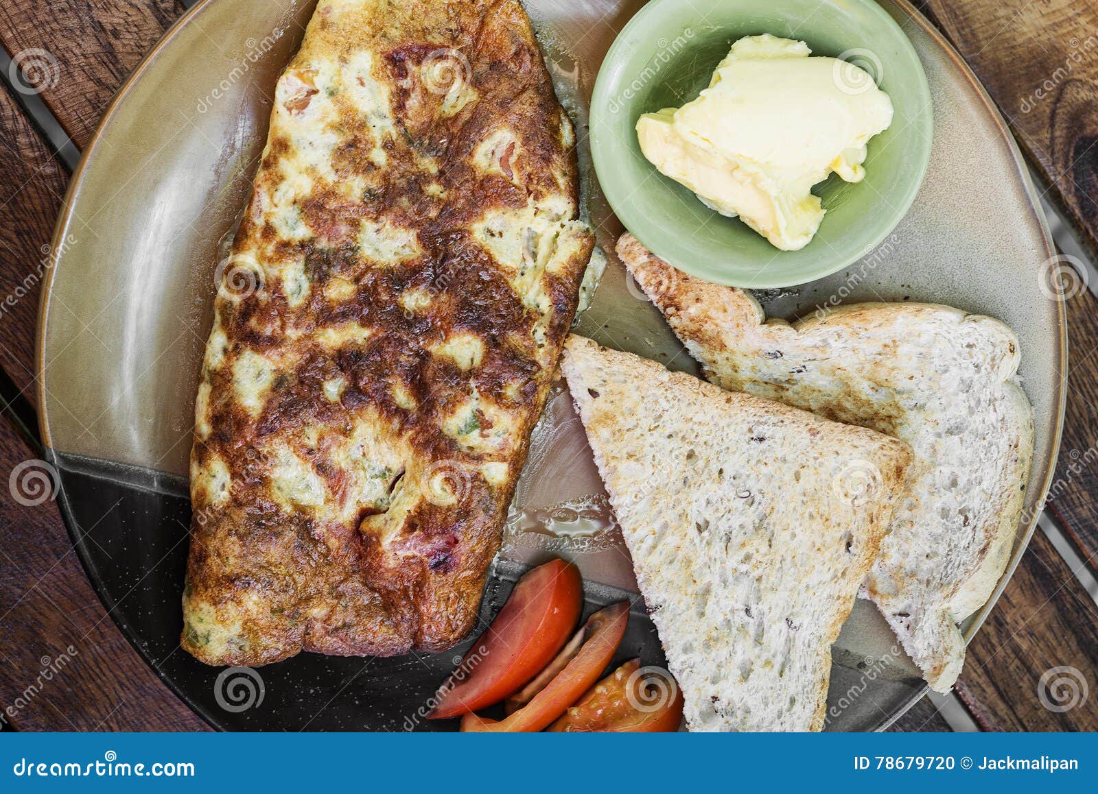 Omelet Omelette with Toast Simple Breakfast Set Stock Photo - Image of ...