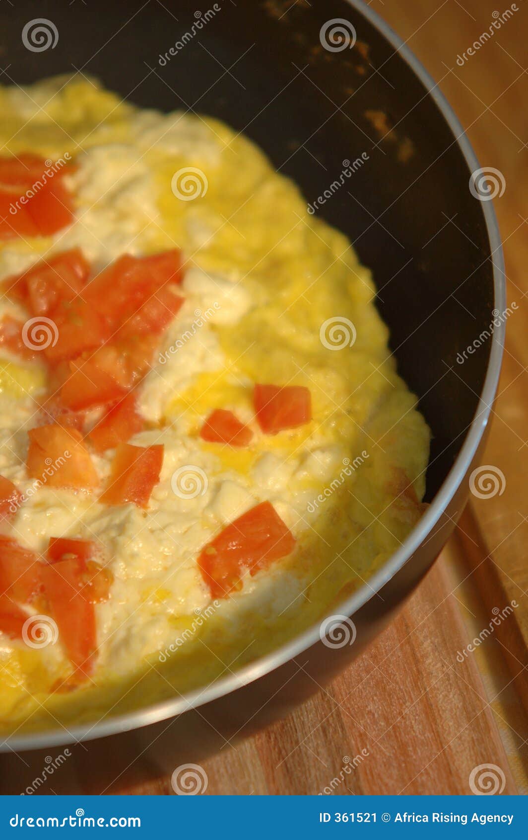 Omelet in Pan on Wooden Board Stock Image - Image of food, omelette: 361521