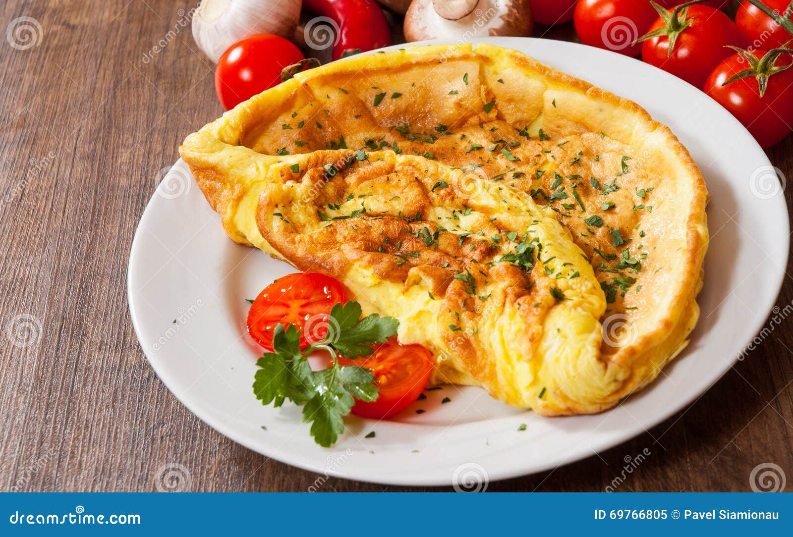 Omelet stock image. Image of mushroom, basil, dinner - 69766805