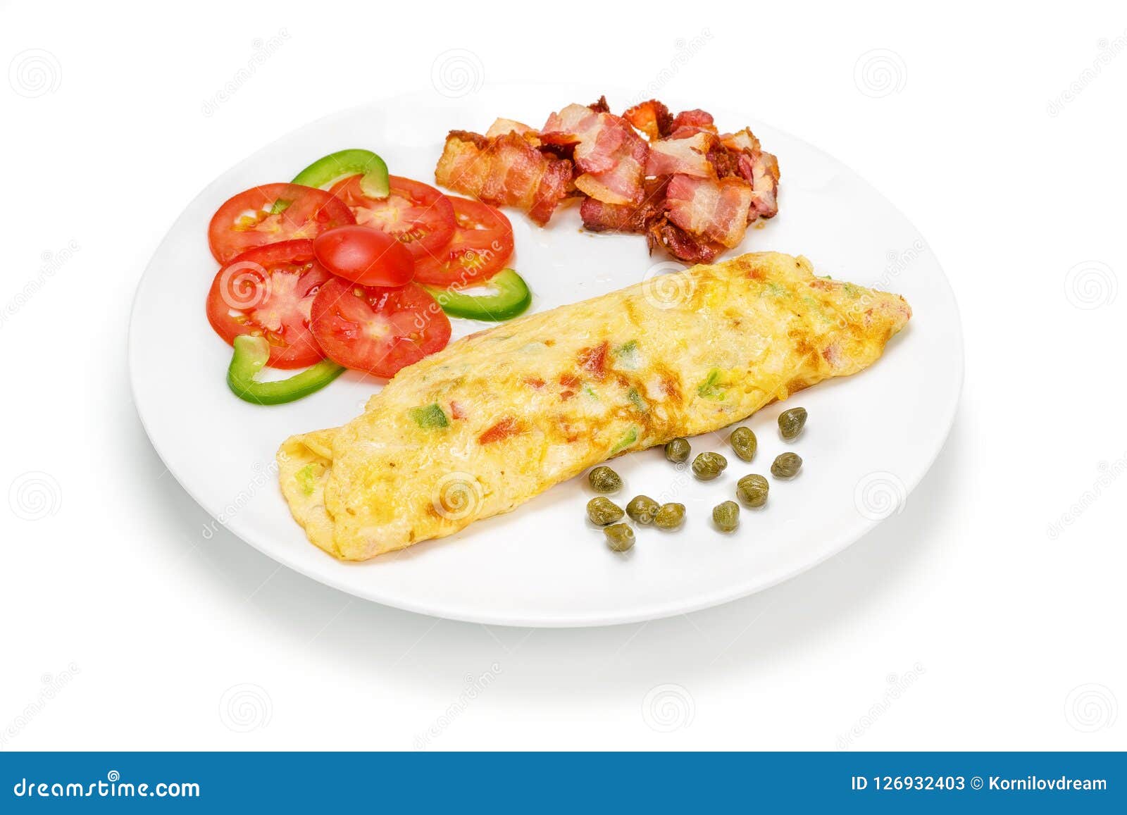 Omelette with Bacon Slices stock image. Image of gourmet - 126932403