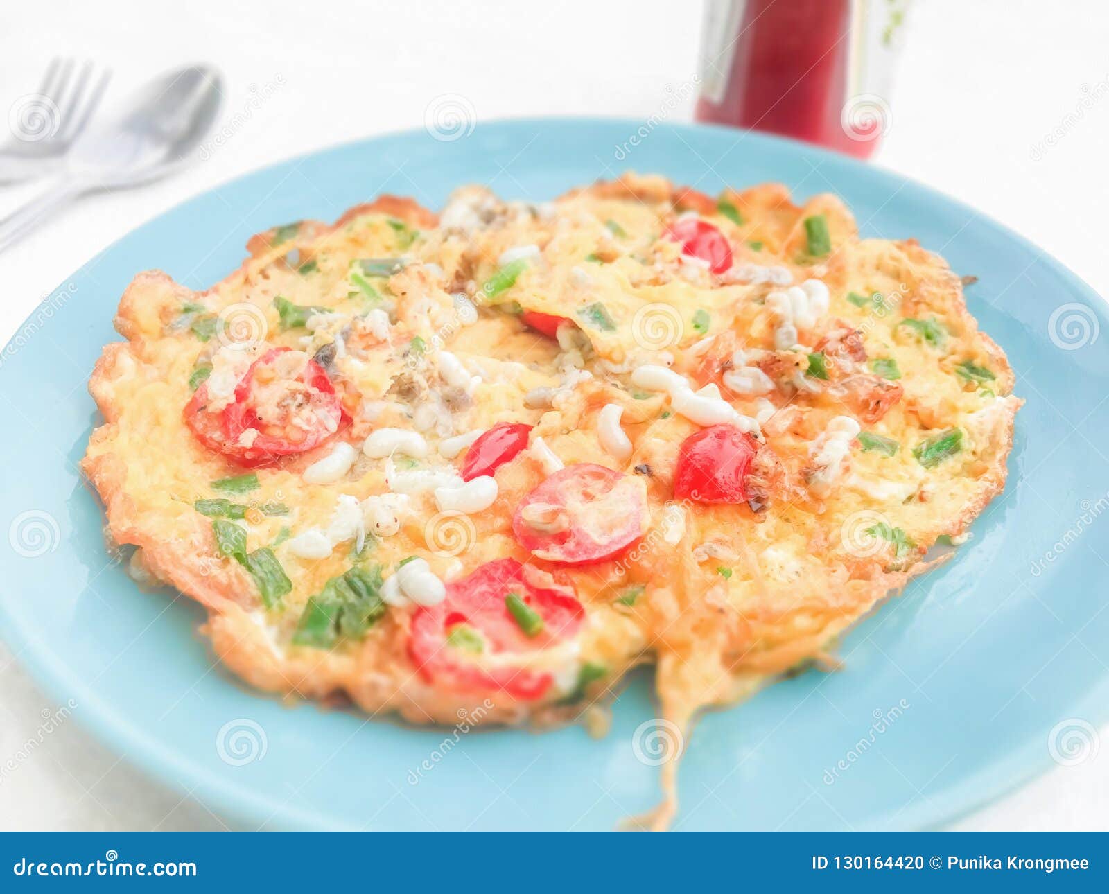 Omelette with red ant eggs stock photo. Image of color - 130164420