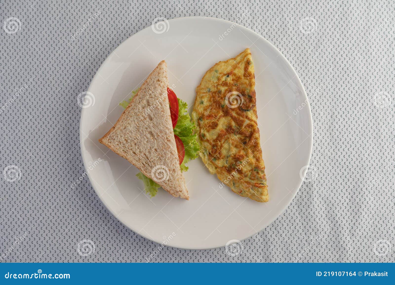 Omelette and Sandwiches are in a Color Palette on a White Background ...