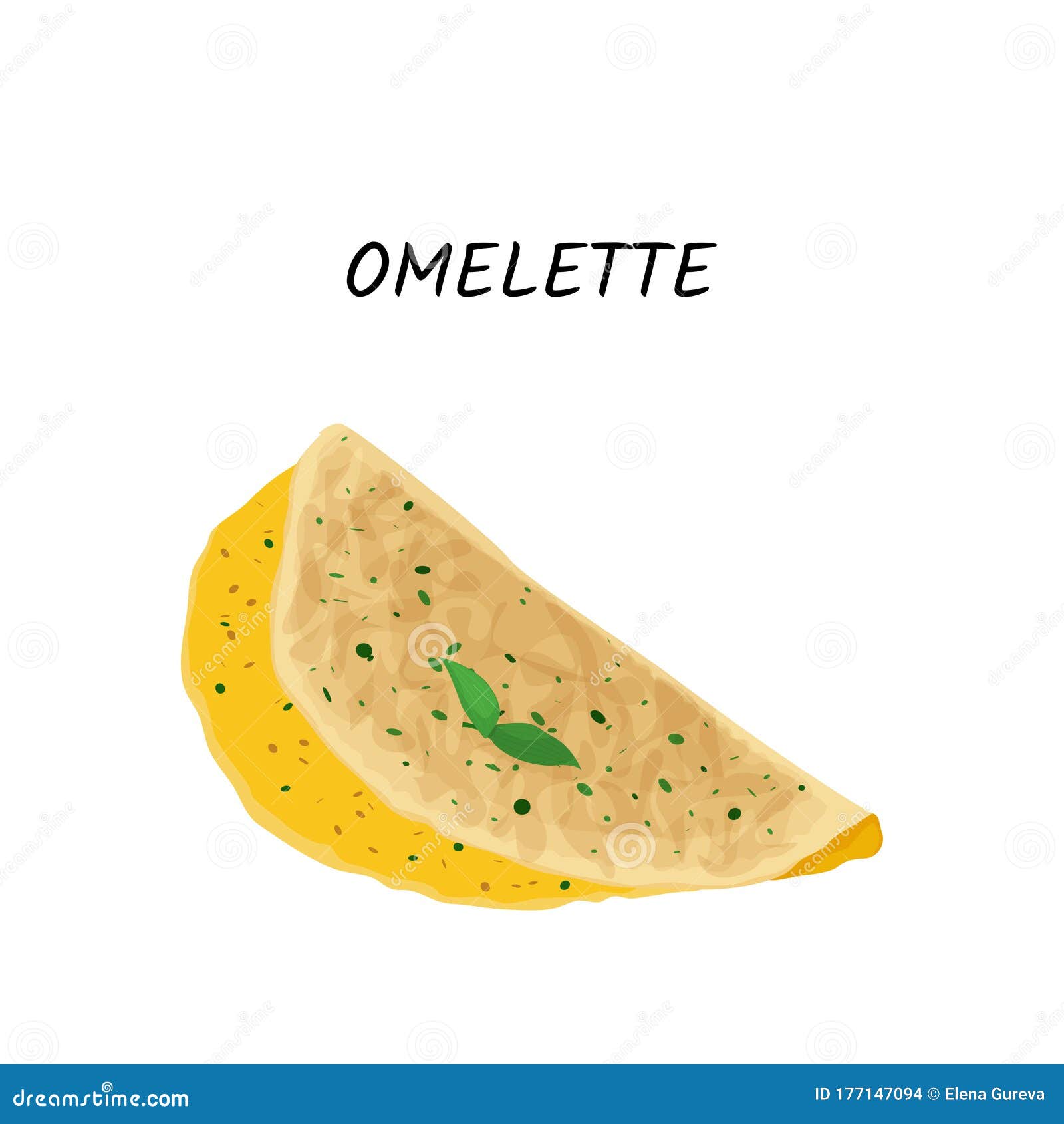 Omelette Vector Meal Illustration. Isolated on White Background. Stock ...