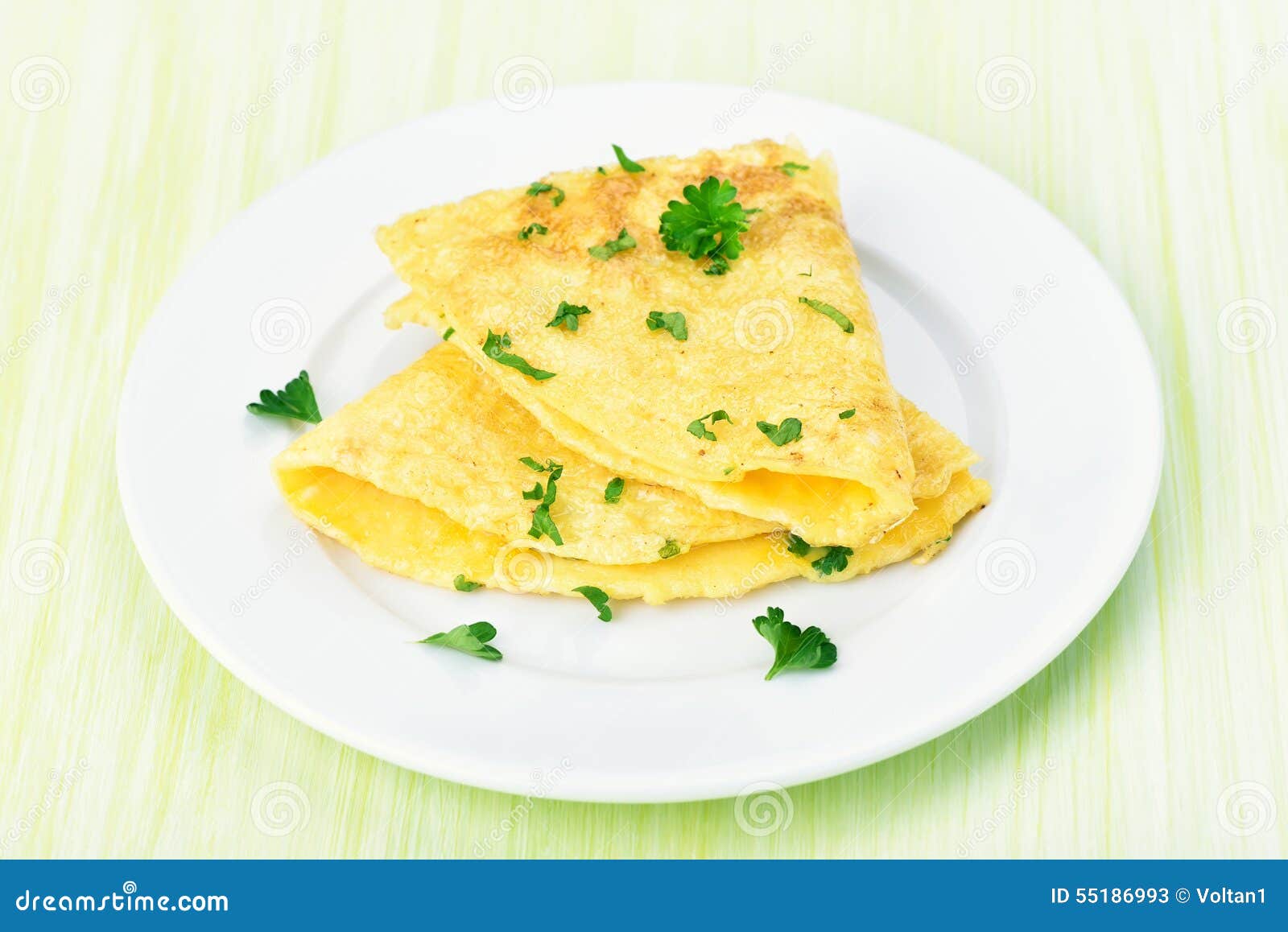 Omelette on white plate stock image. Image of plate, bread - 55186993