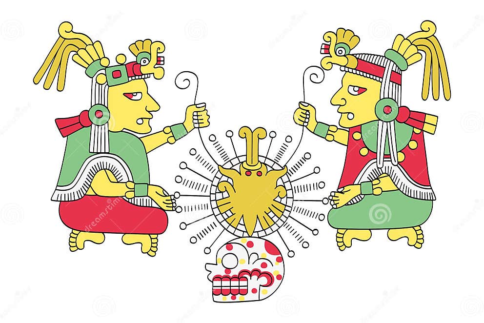 Ometeotl, Aztec Dual Gods, Ometecuhtli and Omecihuatl Stock Vector ...