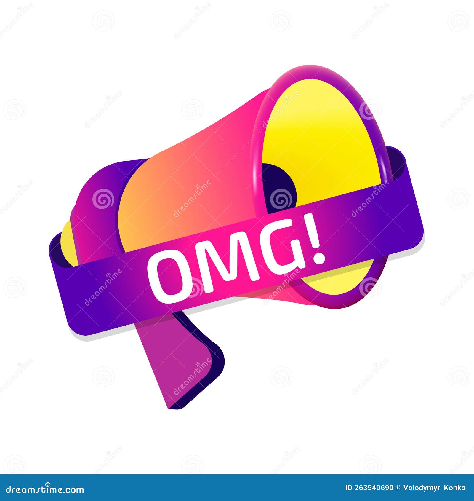 Omg Banner Label, Badge Icon with Megaphone. Flat Design Stock Vector ...