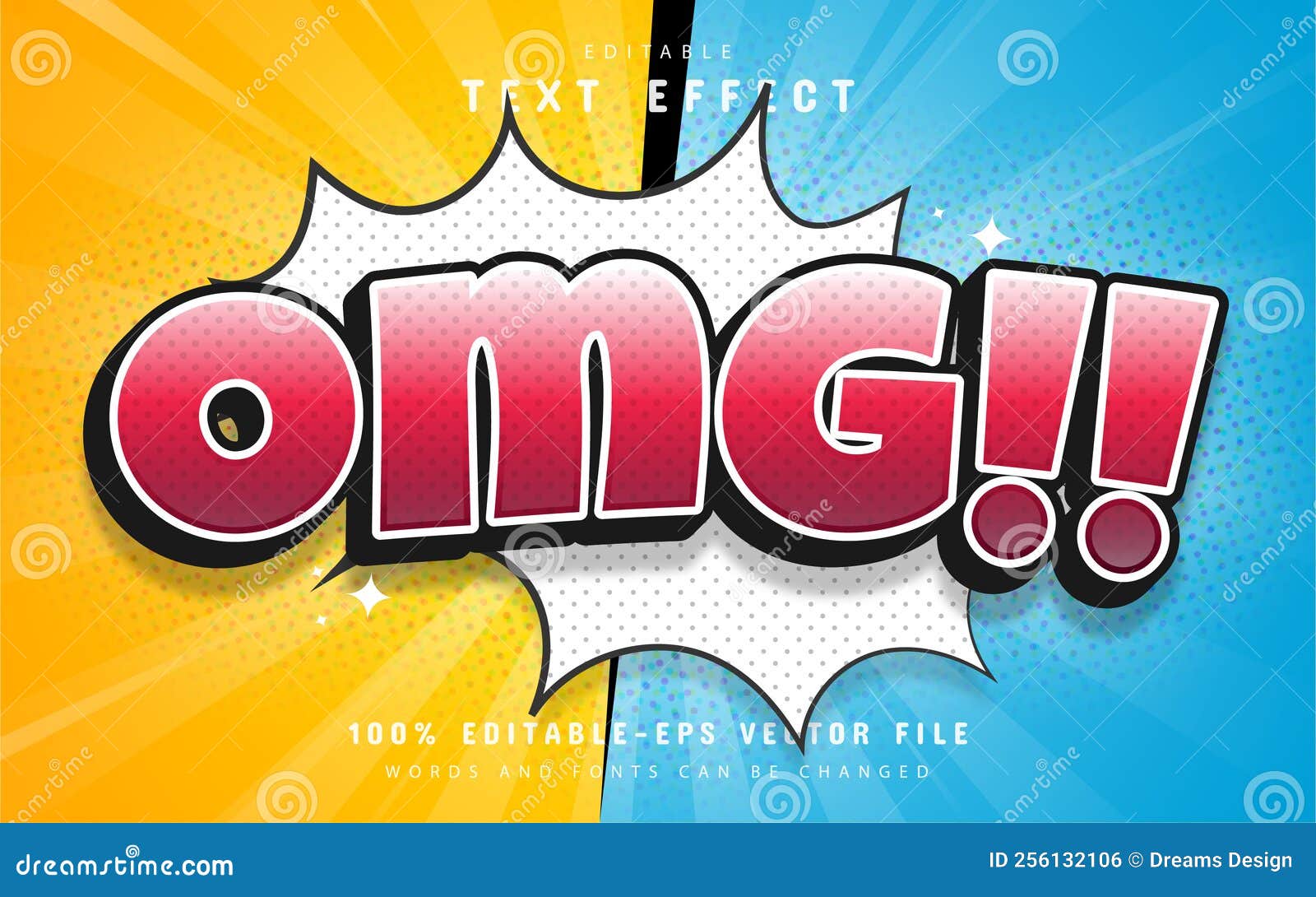 Omg Comic Text Effect Editable Stock Vector - Illustration of retro ...
