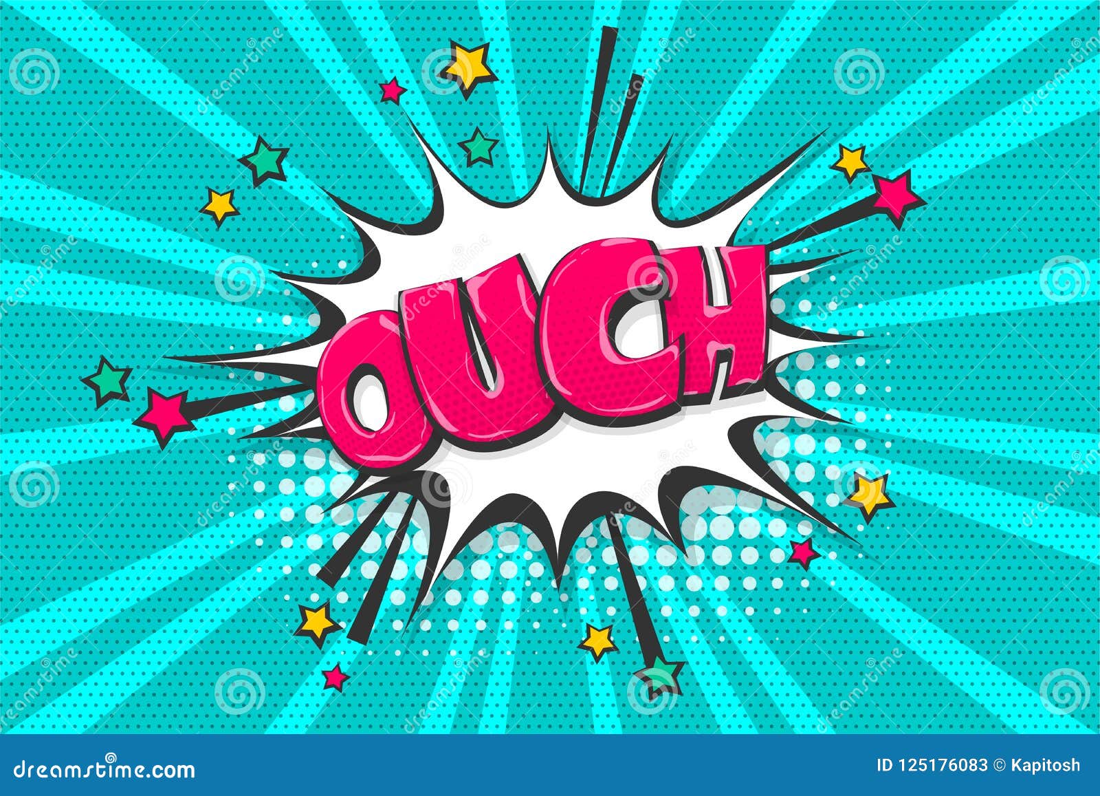Omg Ouch Oops Pop Art Comic Text Speech Bubble Vector Illustration ...