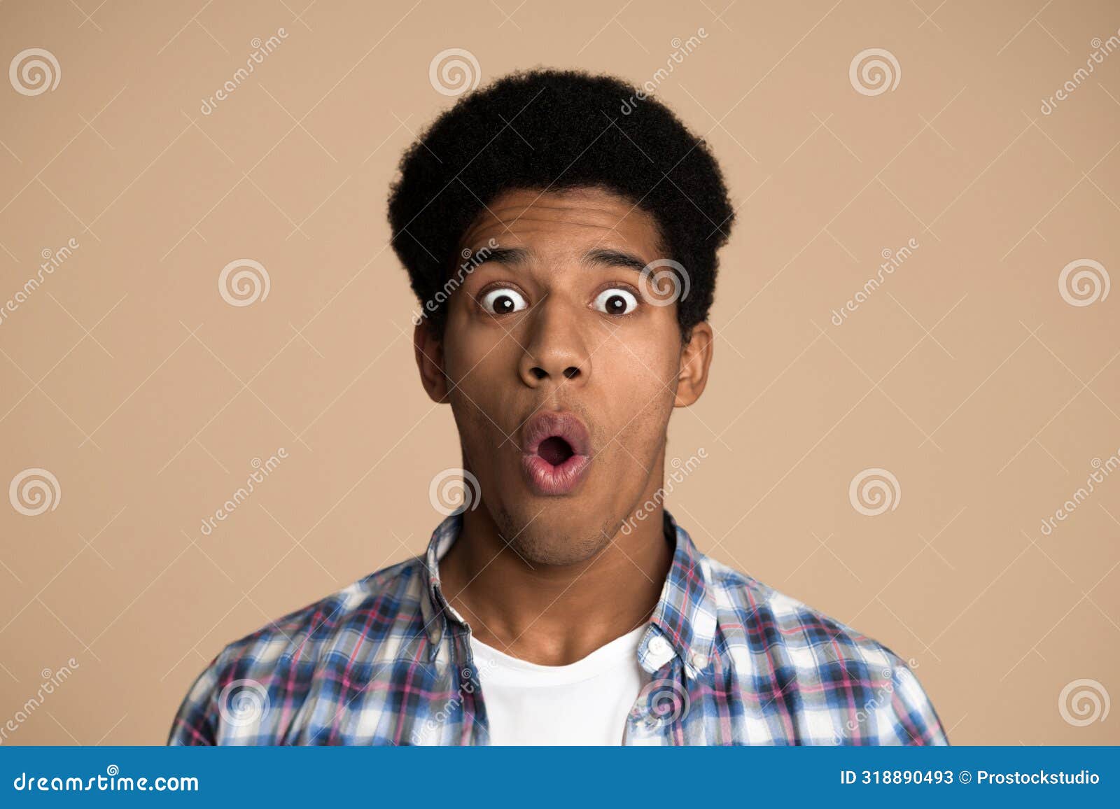 Omg. Shocked Guy Looking at Camera Over Studio Background Stock Image ...