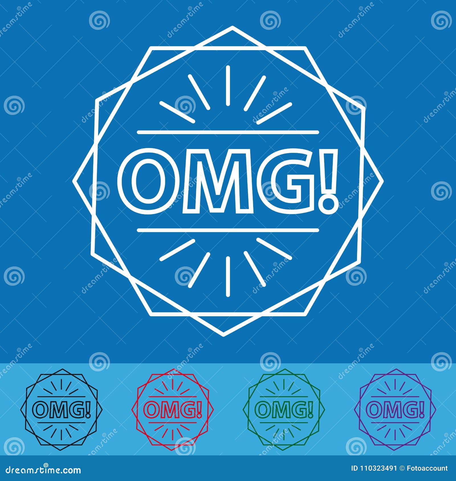 OMG! Sticker or Button - Vector Illustration - Different Colors Stock ...
