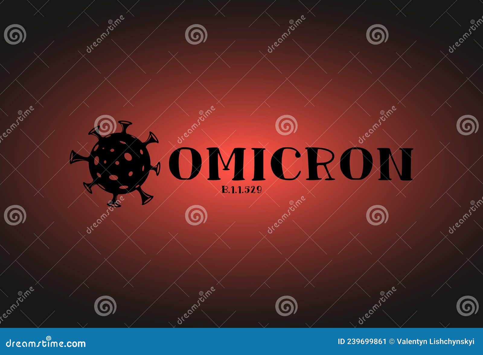 Omicron Coronavirus Symbol Banner. Bacterium Background on Dark Red ...