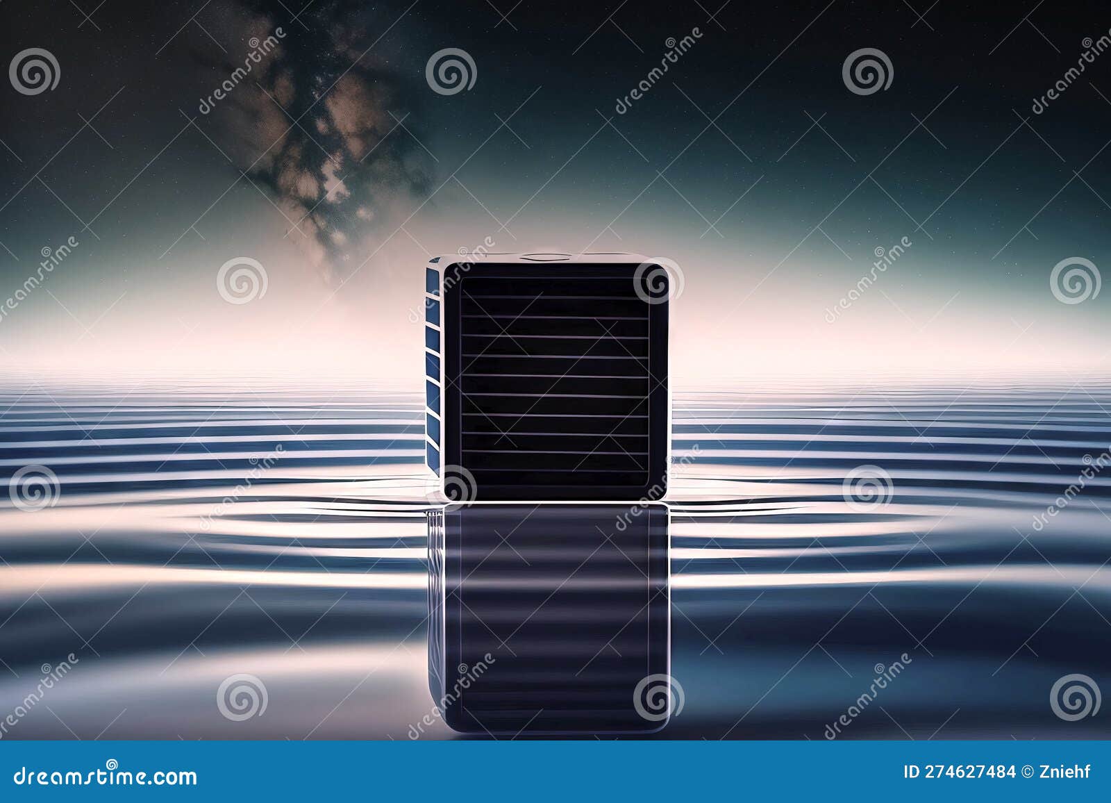 An Ominous Cube Suspended in a Void of Darkness, Illuminated with the ...