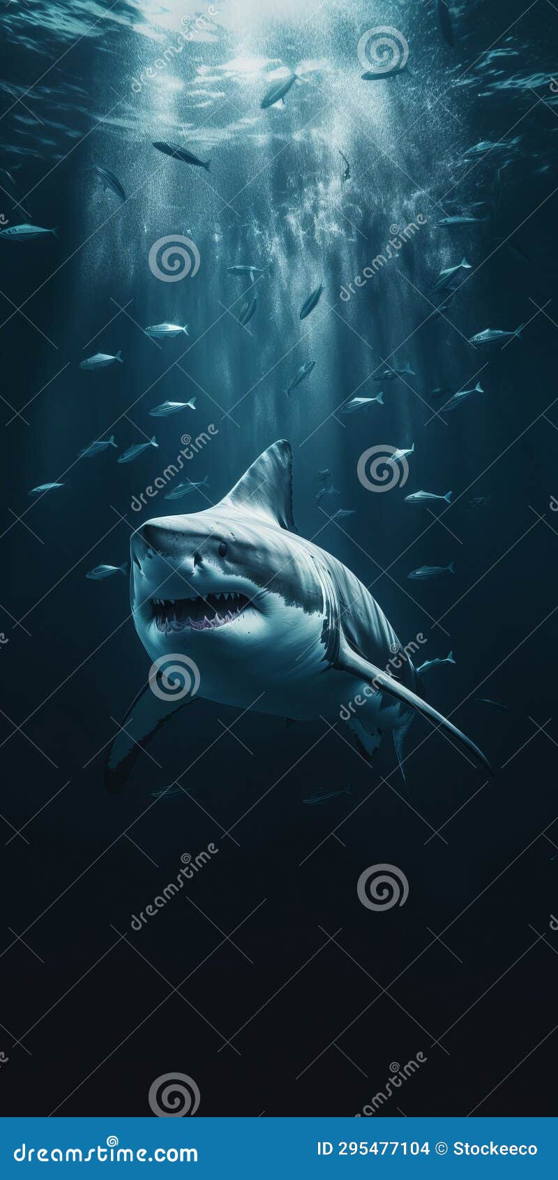 Ominous Great White Shark: Dark and Silver 8k Mobile Lock Screen ...