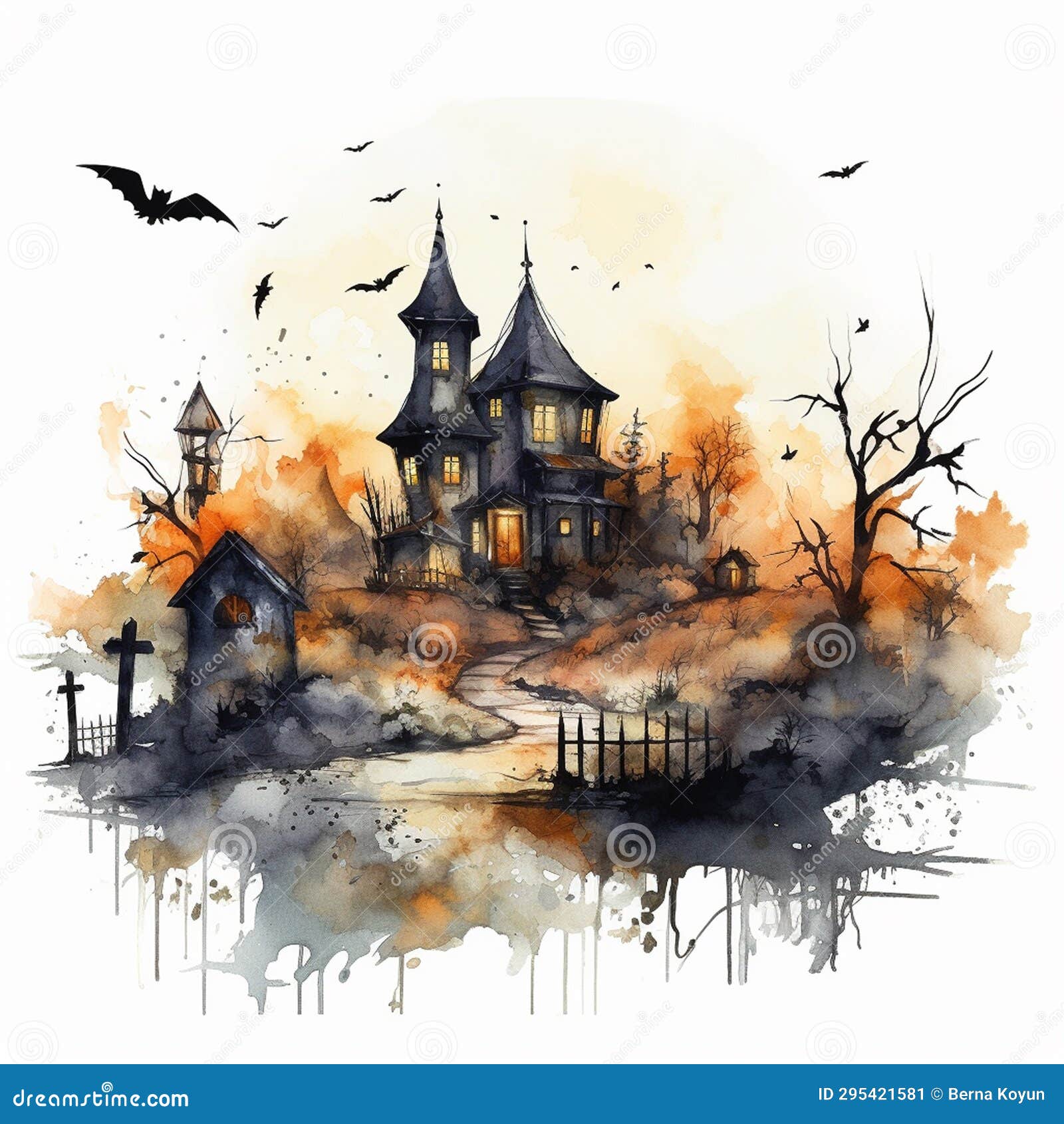 Ominous Haunted House Illustration Stock Illustration - Illustration of ...