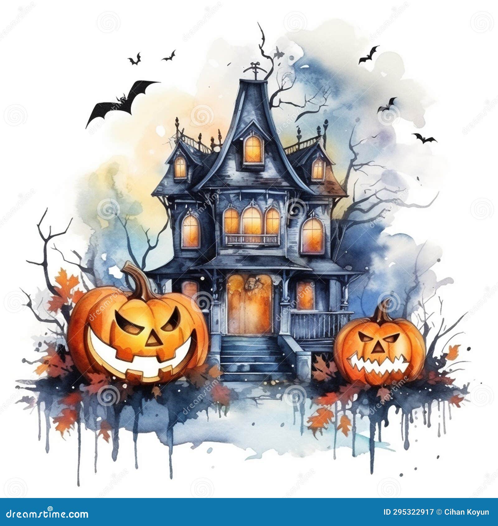 Ominous Haunted House Illustration Stock Illustration - Illustration of ...