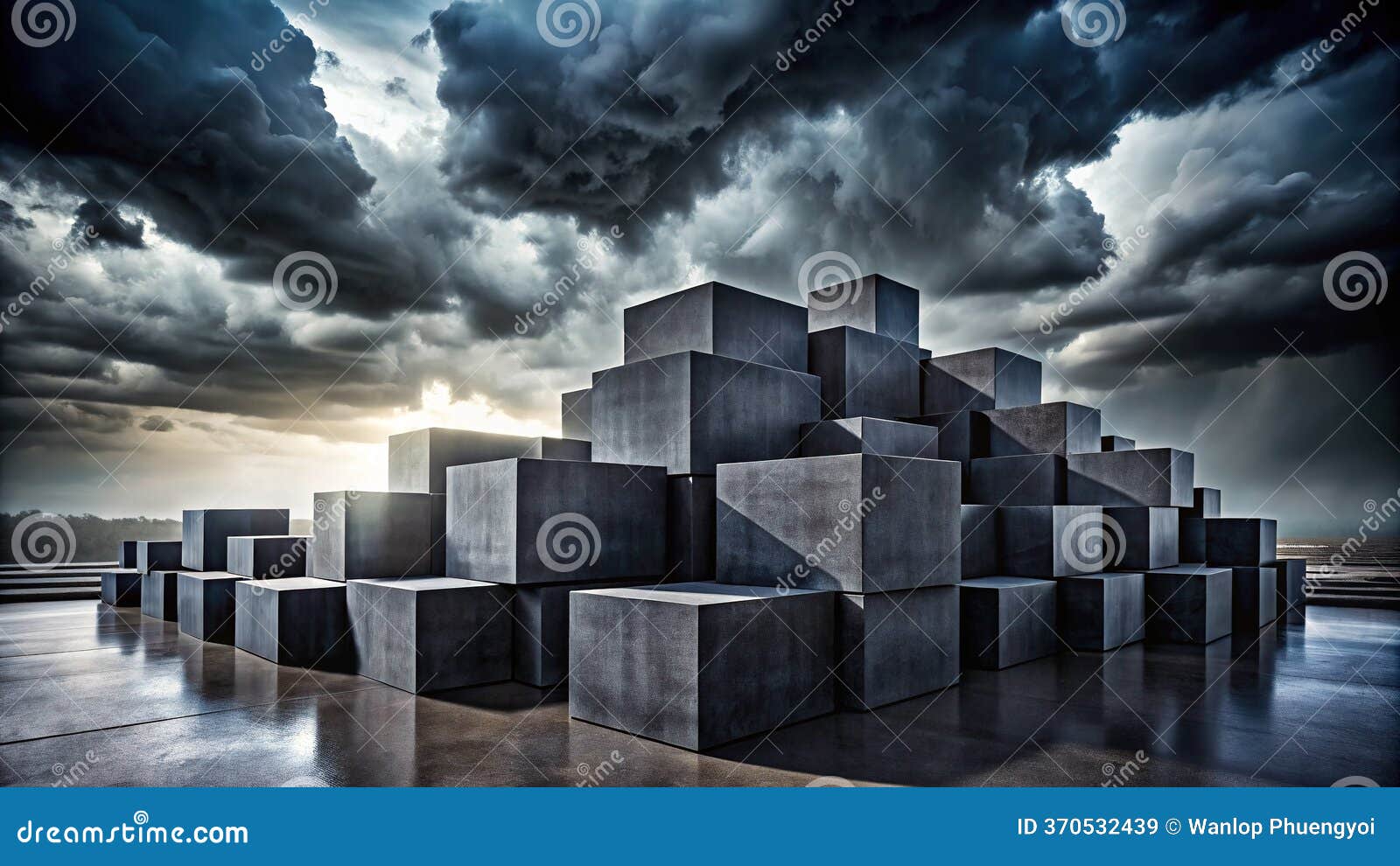 Monolithic Structures Rise From Abstract Background In Serene Harmony ...