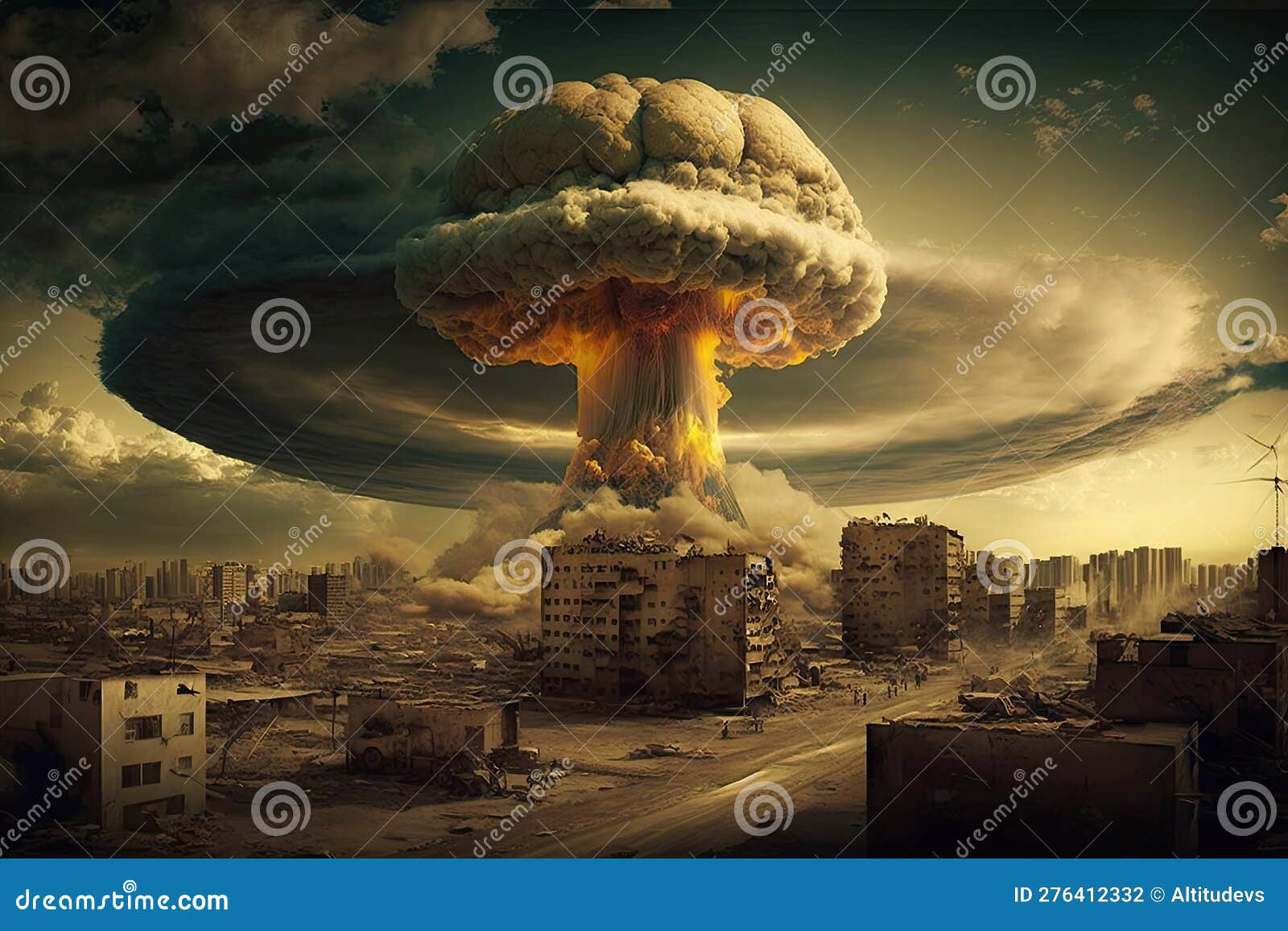 Devastated City Streets On Fire War Apocalypse Stock Photography ...