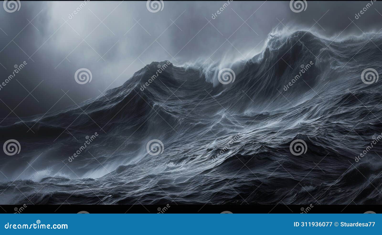 Ominous Ocean Waves stock image. Image of grayscale - 311936077