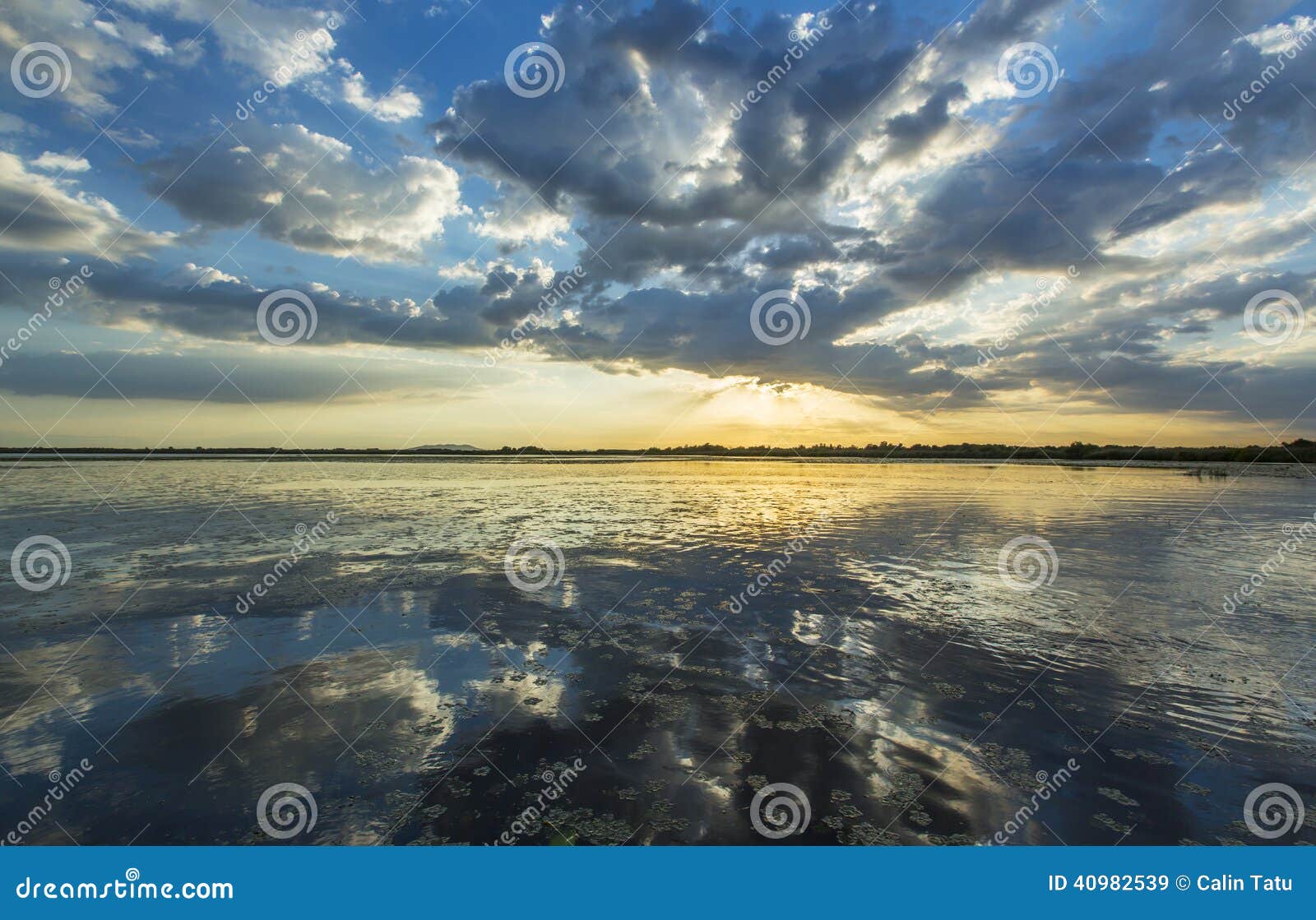 Ominous Stormy Sky Reflection Over Natural Lake Stock Image - Image of ...