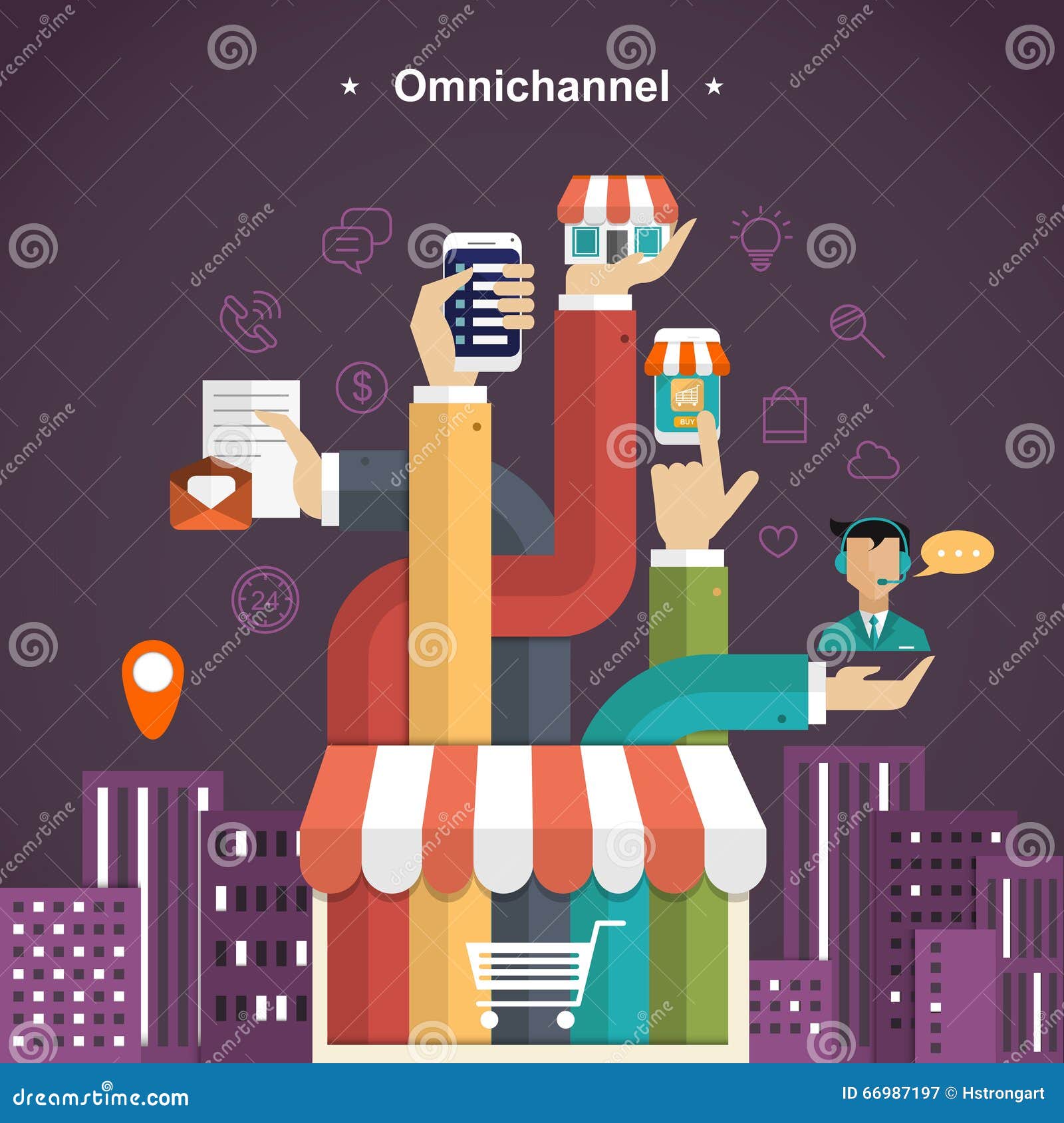 Omni-channel Shopping Experience Stock Illustration - Illustration of ...