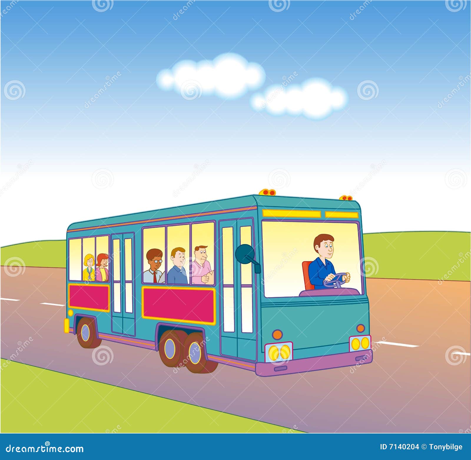 Omnibus en la manera ilustración del vector. Ilustración de color - 7140204