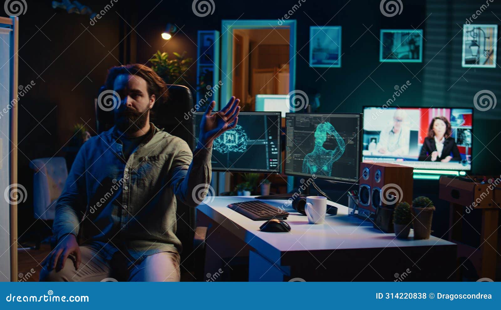 Omniscient Evil Sentient AI Possessing Developer, SF Dystopian Concept ...