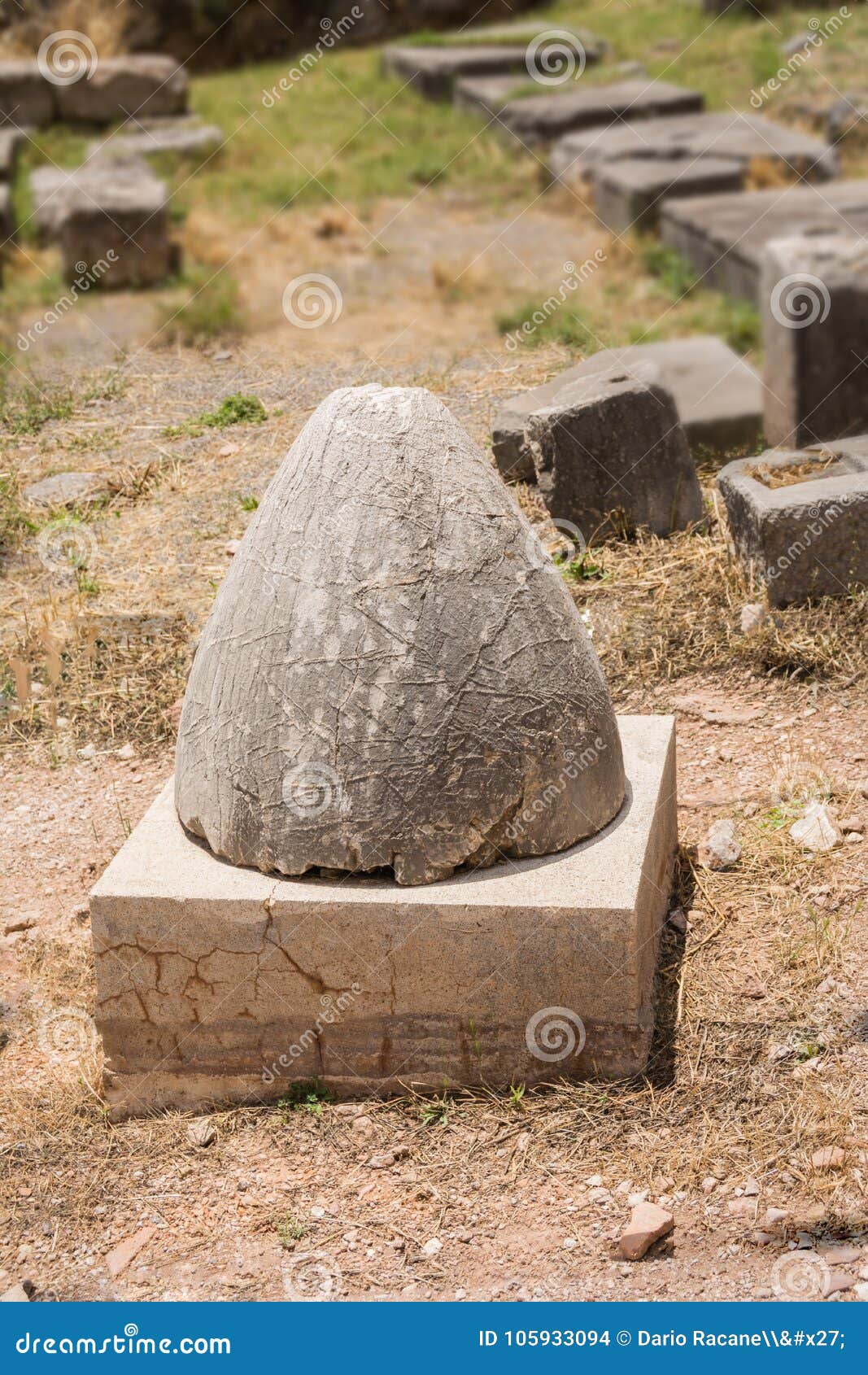 The Omphalos `navel` of the World at Delphi , Greece Stock Photo ...