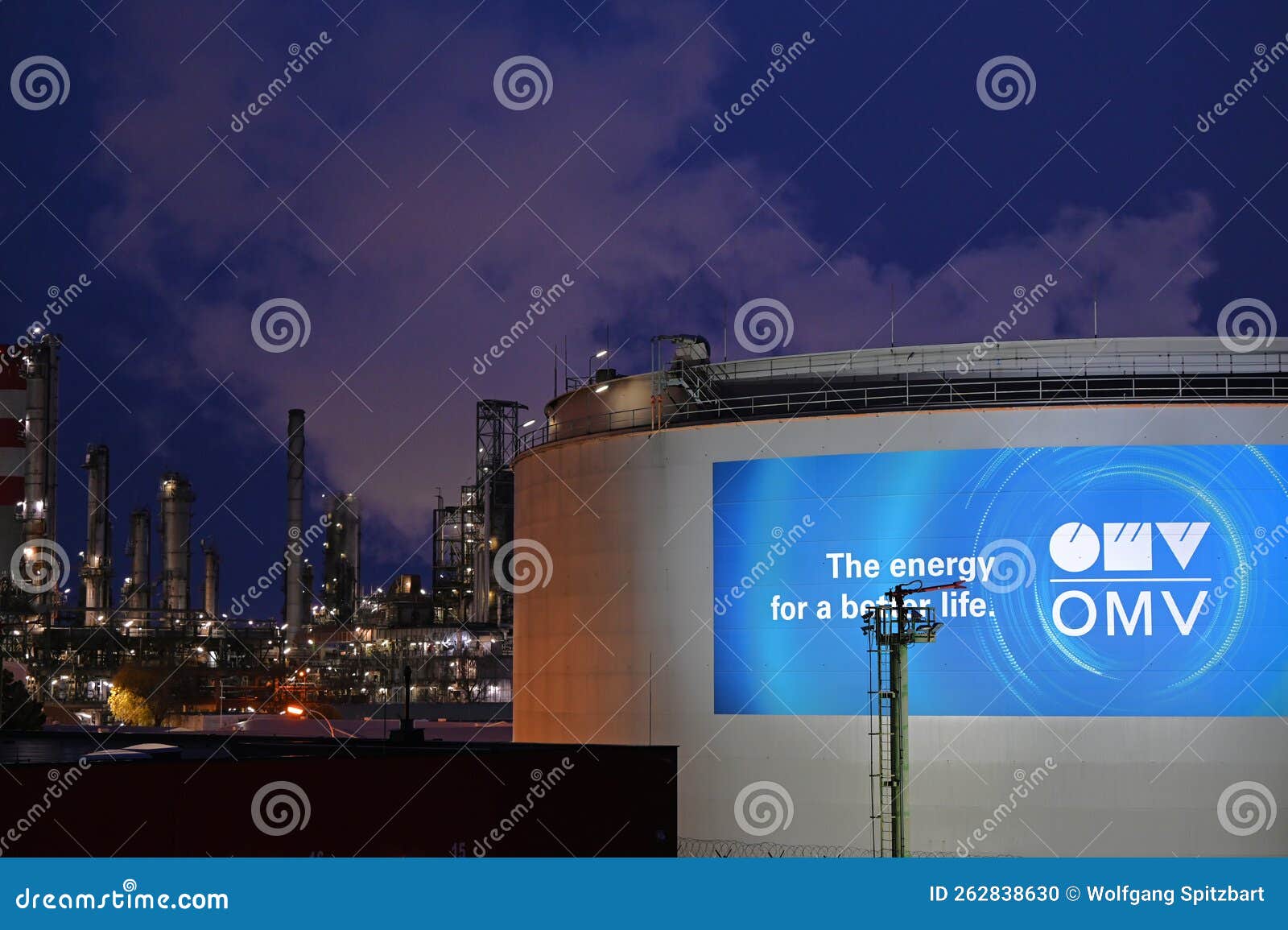 OMV Refinery in Schwechat at Night Editorial Image - Image of fuel ...