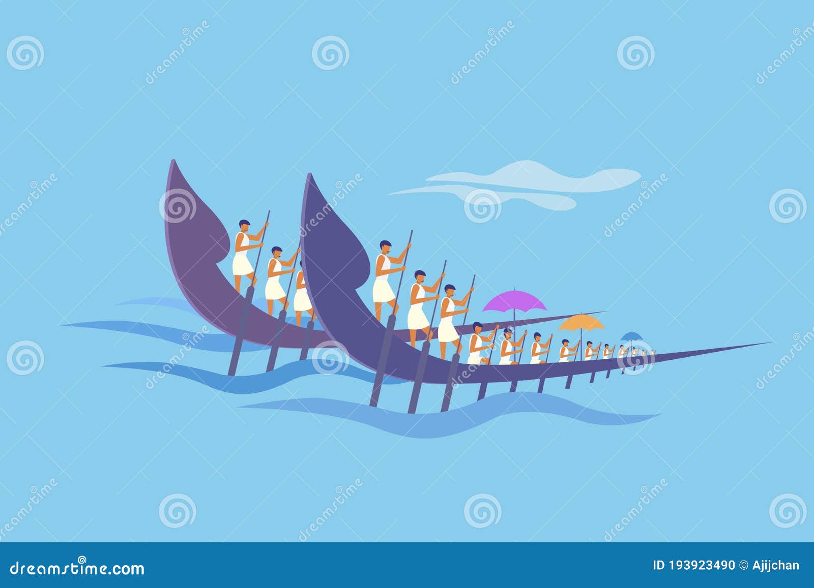 Teams Rowing Traditional Snake Boats in Kerala Stock Vector ...