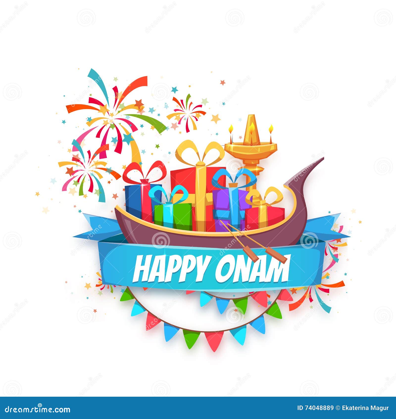 Onam Sale Banner with Ribbon. Vector Illustration Stock Vector ...