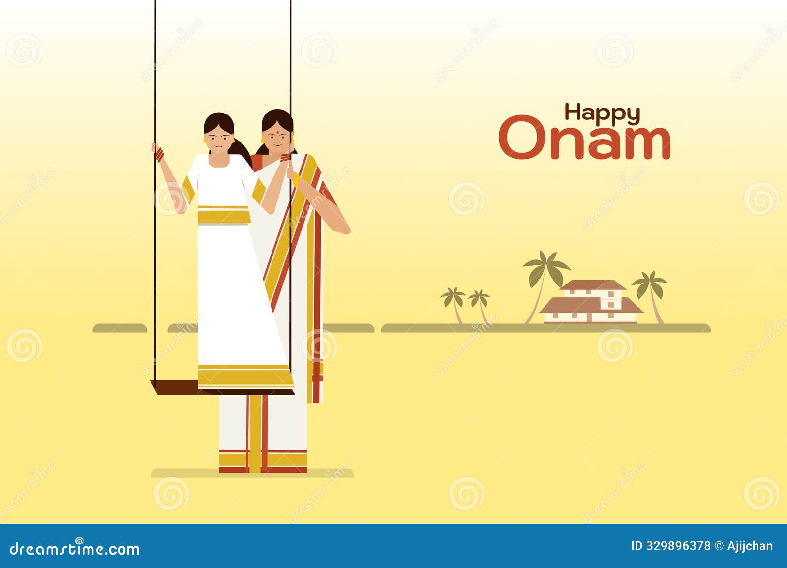 Illustration of a Mother and Daughter Swinging in a Swing in the ...