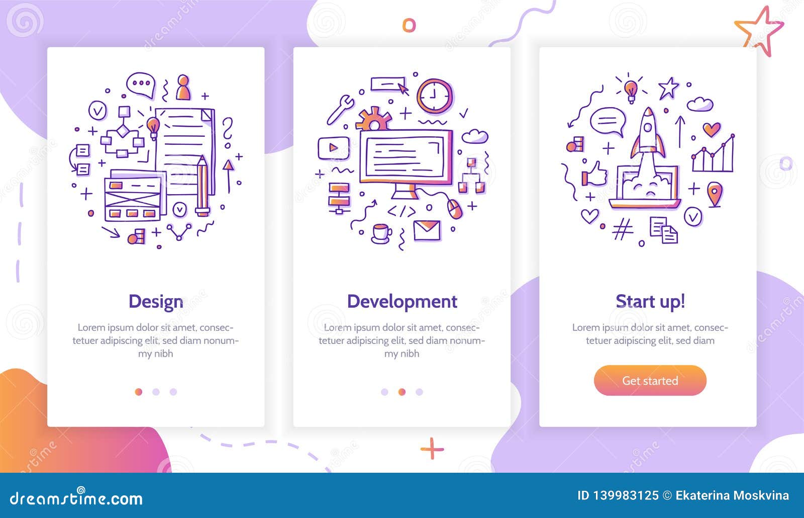 Onboarding App Doodle Style Stock Vector - Illustration of marketing ...