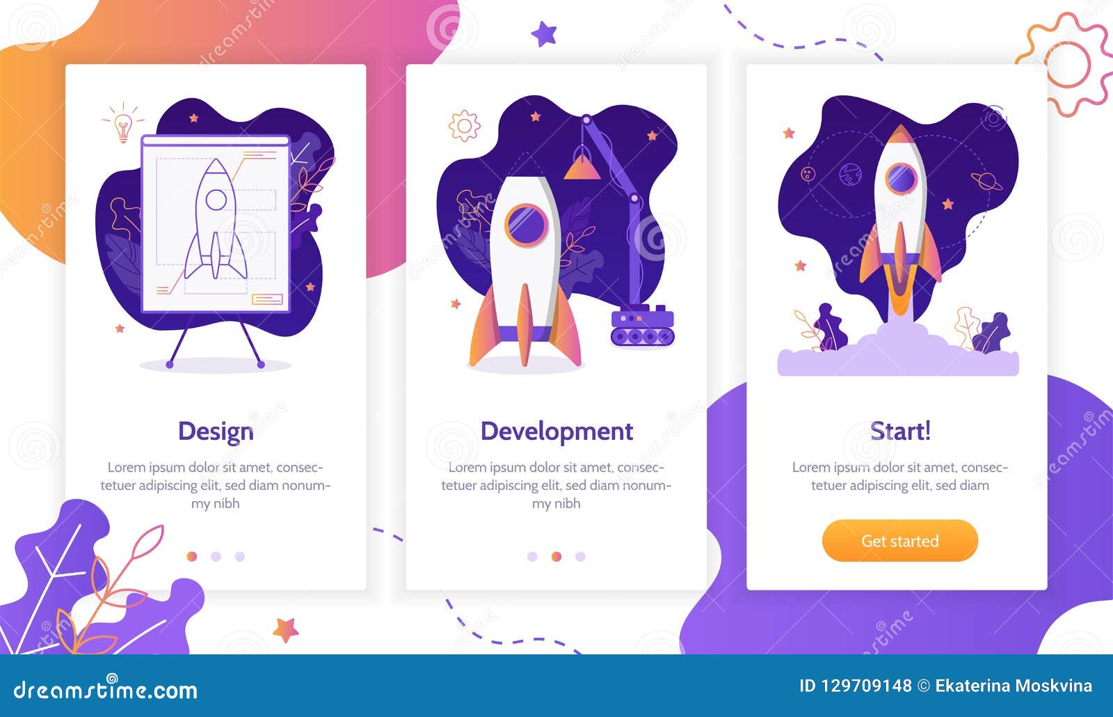 Onboarding app screens stock vector. Illustration of digital - 129709148