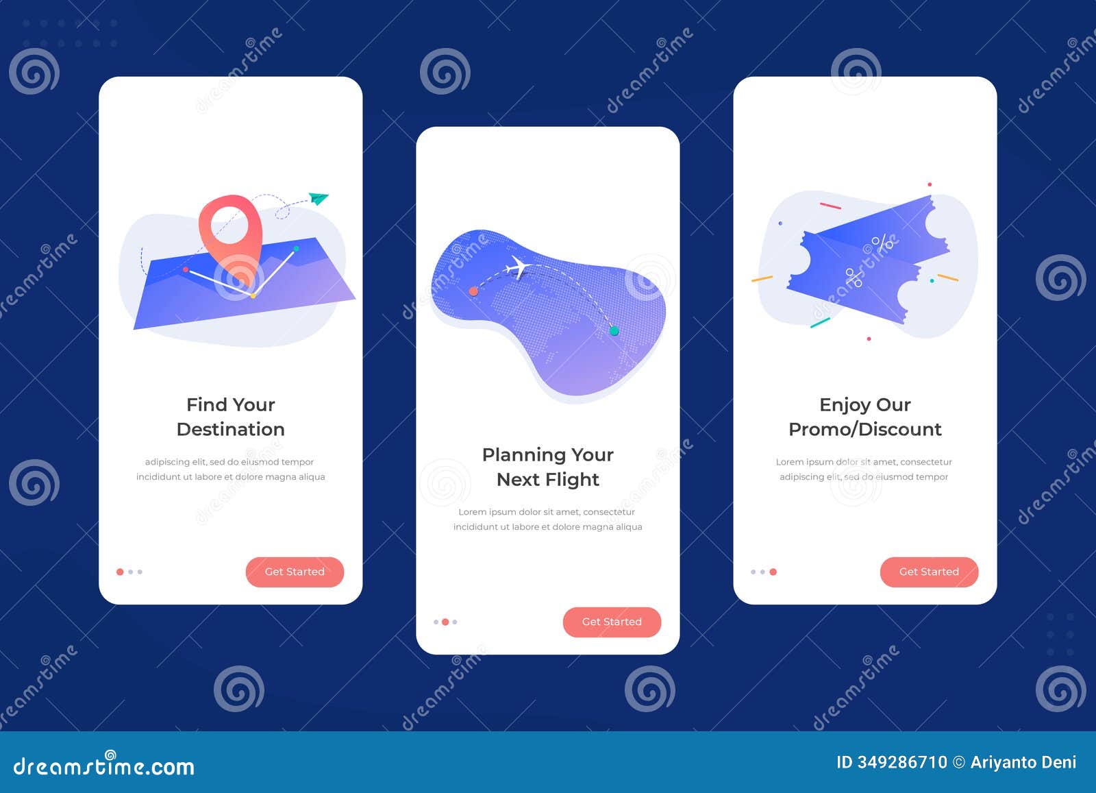 Onboarding for Flight Ticket Booking Apps Stock Vector - Illustration ...