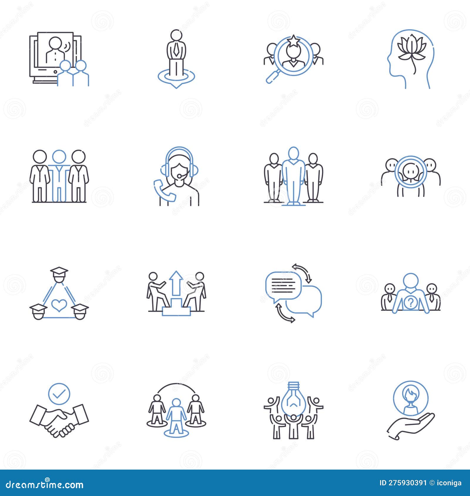 Onboarding Process Line Icons Collection. Orientation, Integration ...