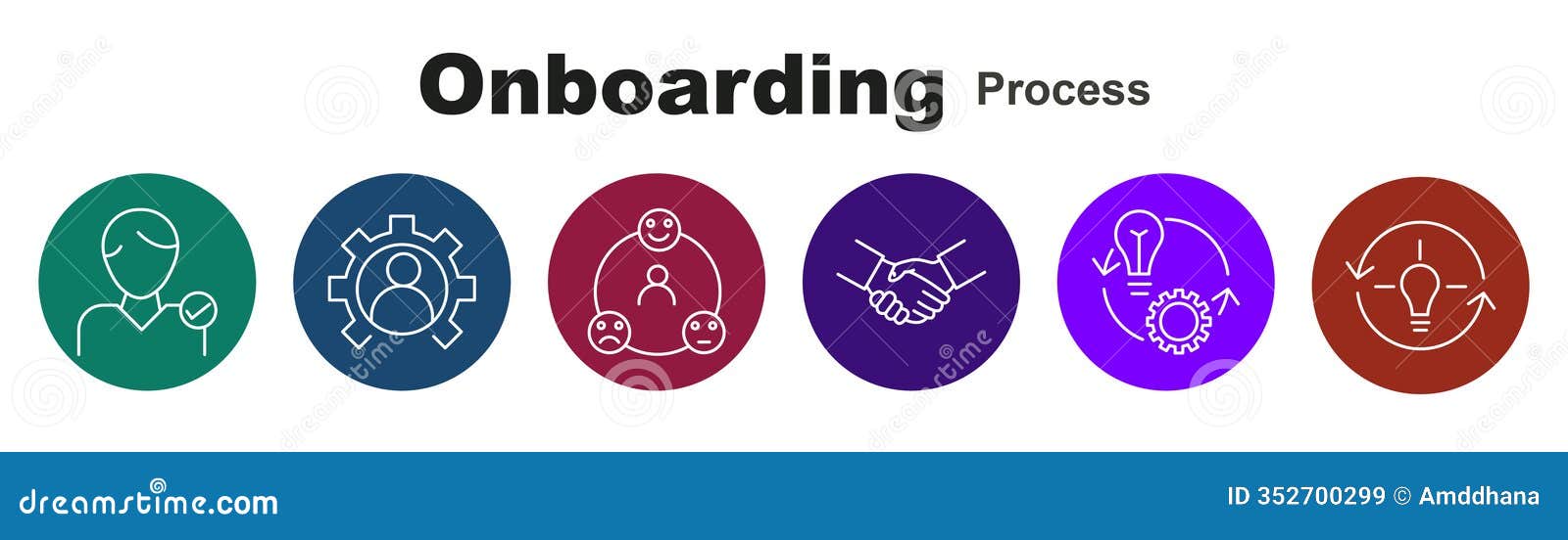 Onboarding Process Single Stroke Icon Sets Cartoon Vector ...