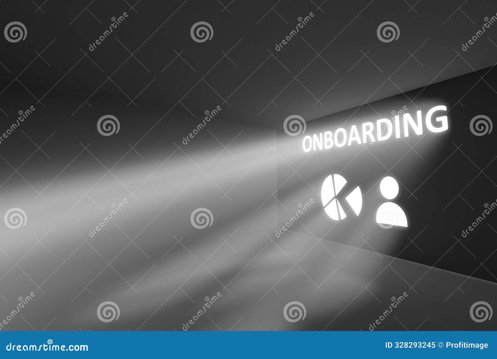ONBOARDING Rays Volume Light Concept 3d Stock Illustration ...