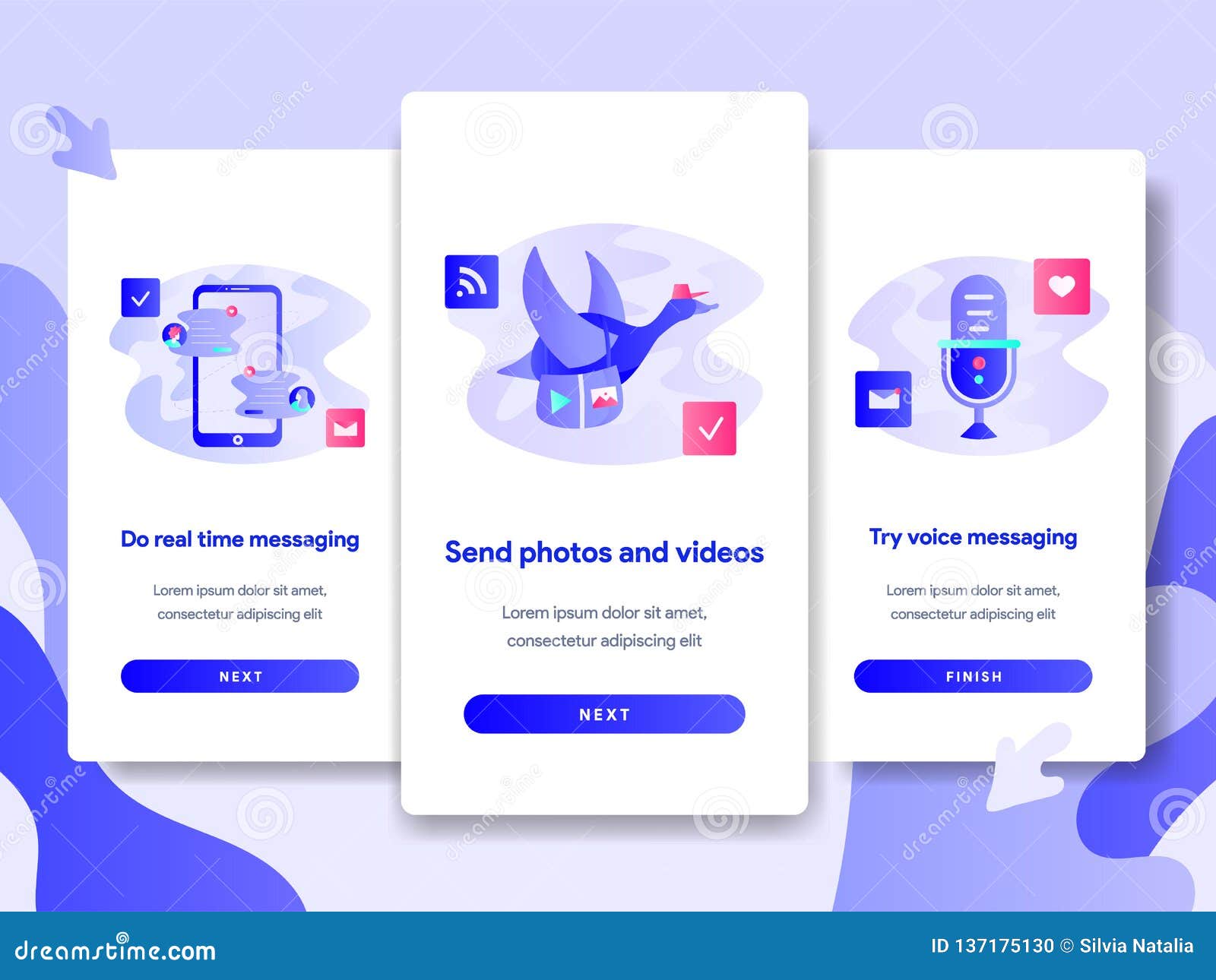 Onboarding Screen Page Template of Chat Messaging App Concept. Modern ... Onboarding Screen Page Template of Chat Messaging App Concept. Modern ...