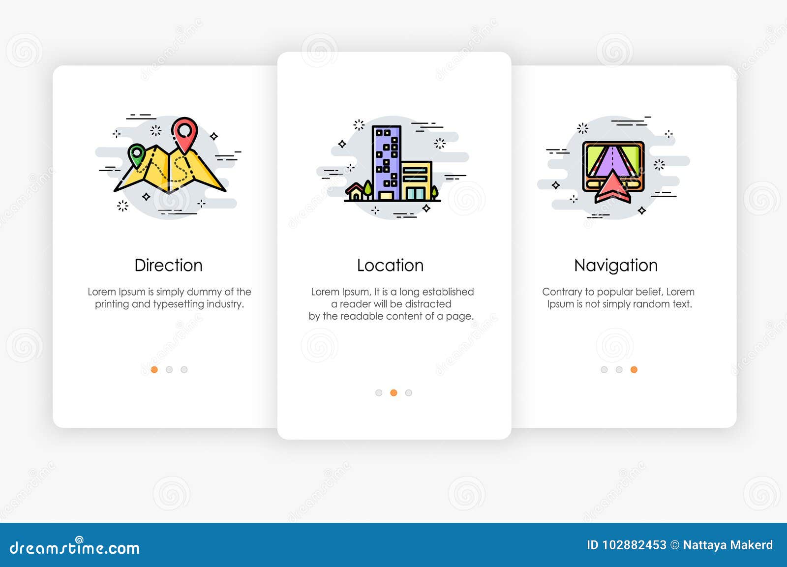 Onboarding Screens Design in Location and Direction on Map Concept ...