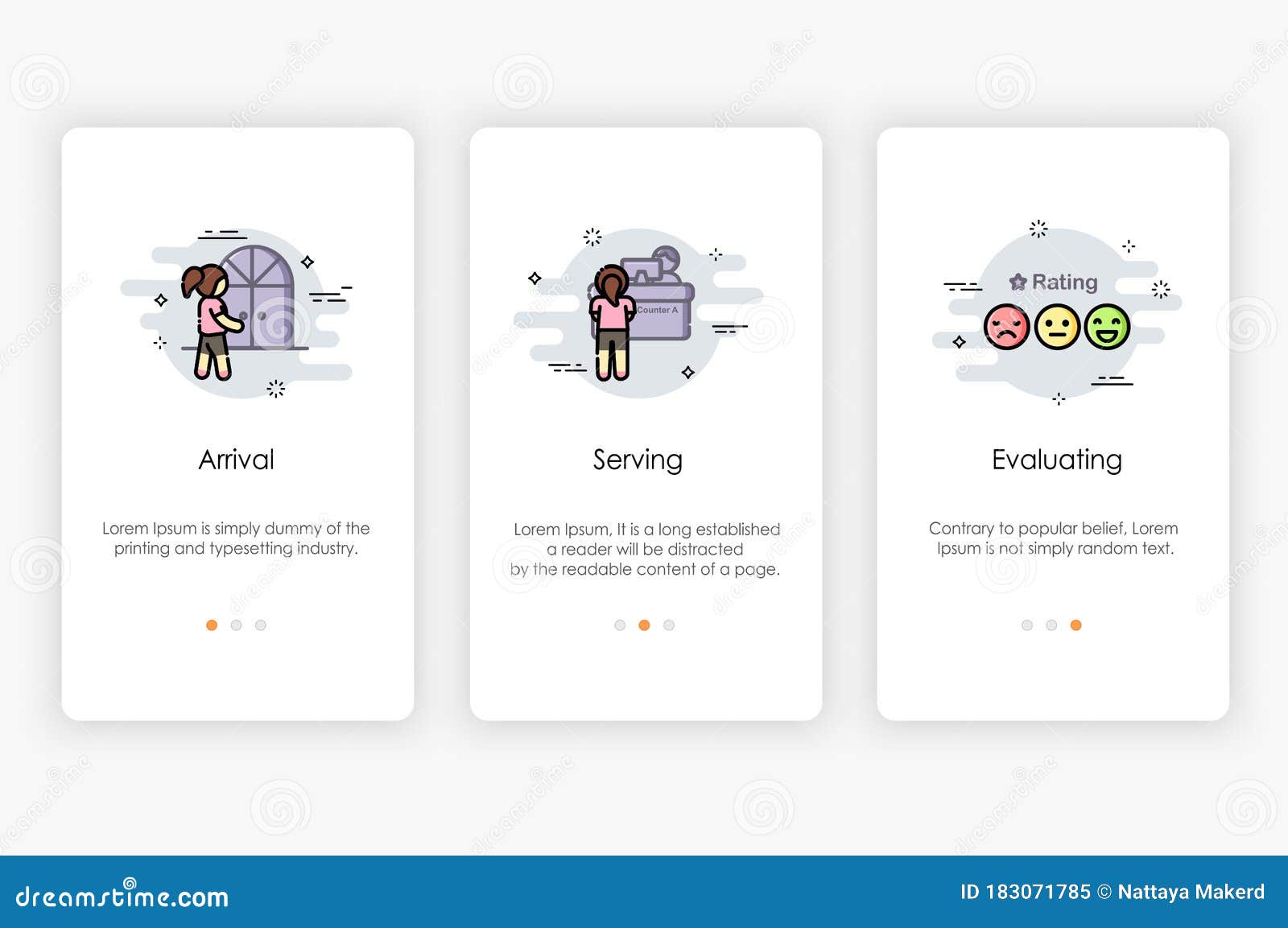 Onboarding Screens Design in Service of Process Concept Stock Vector ...