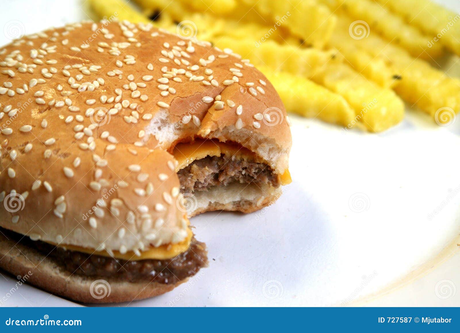 Once bitten stock image. Image of hamburger, delicious - 727587