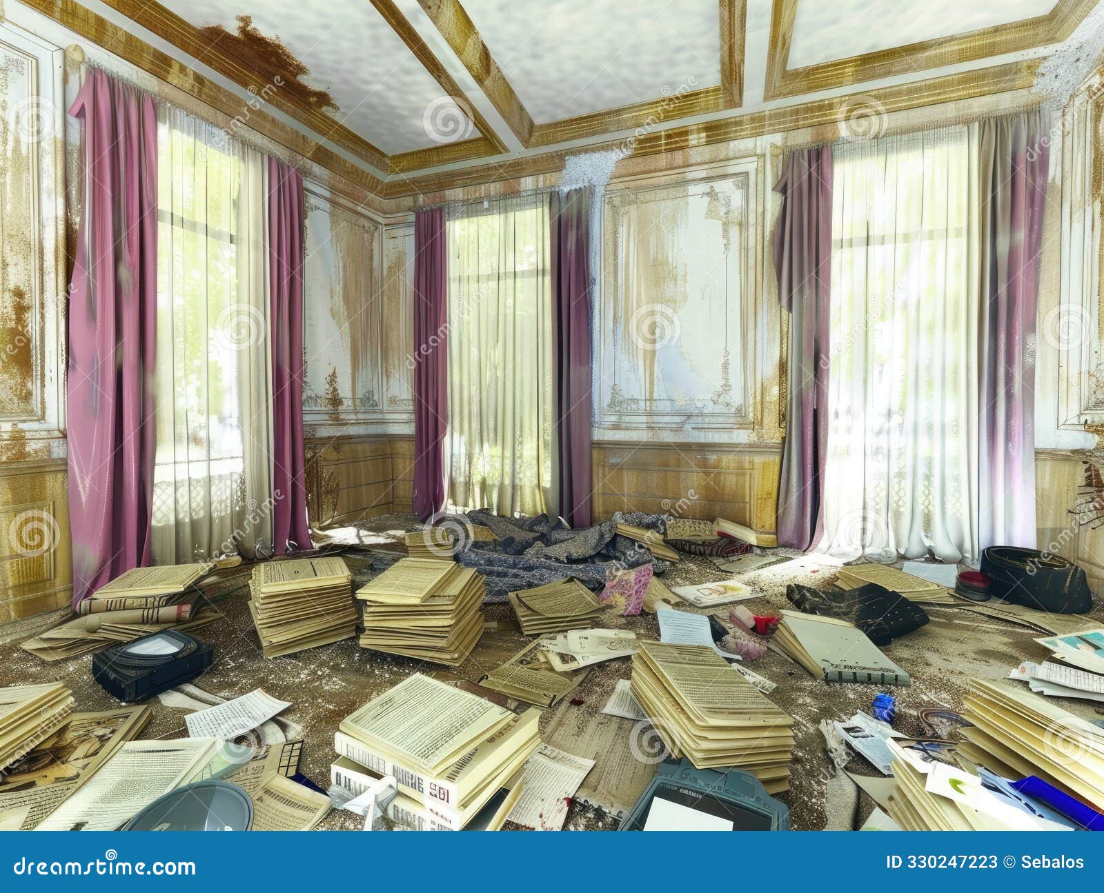 A Once Grand Room Now Left in Disarray Stock Illustration ...