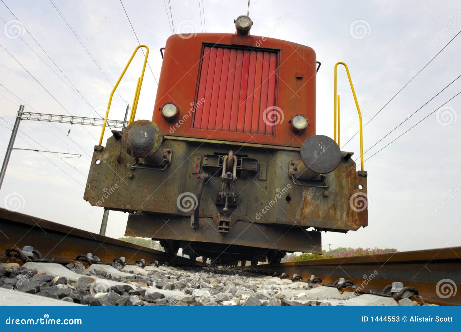 Oncoming train stock image. Image of road, rails, lamps - 1444553