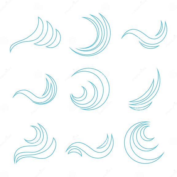 Onda De Onda Azul Abstracta. Conjunto De Iconos De Onda Azul En Blanco ... Onda De Onda Azul Abstracta. Conjunto De Iconos De Onda Azul En Blanco ...