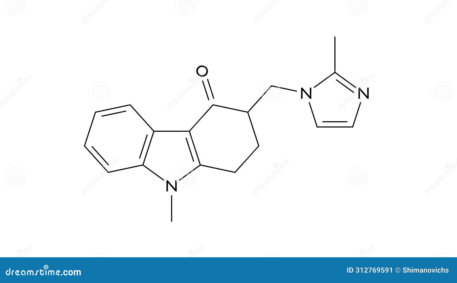 Ondansetron Molecule, Structural Chemical Formula, Ball-and-stick Model ...